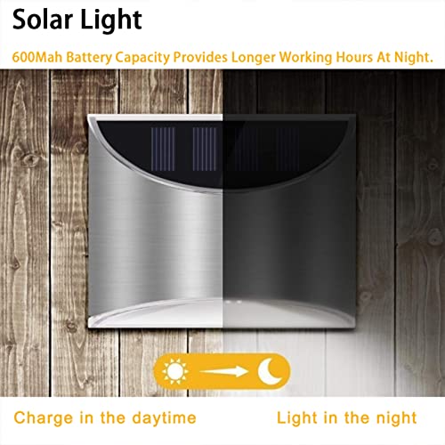 KUFTYTP 2Pcs Led Solar Outdoor Patio Wall Light from Dusk Dawn Sensor Light Ip55 Grade Stainless Steel Security Wall Light Waterproof Modern Solar Deck Light Patio Garden Deck Light