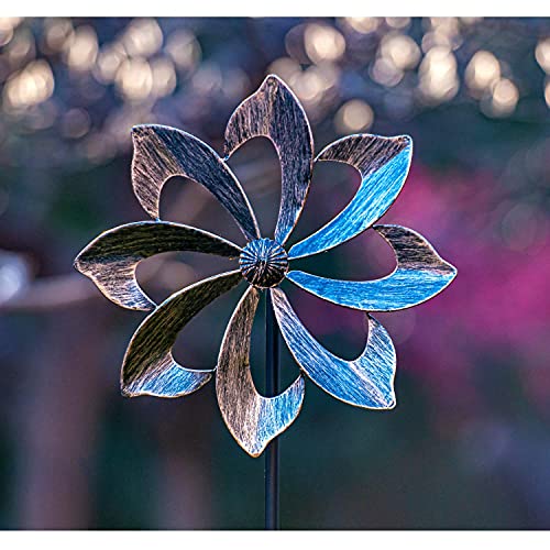 SteadyDoggie Wind Spinner Dahlia 61in Single Blade Easy Spinning Kinetic Wind Spinner for Outside – Vertical Metal Sculpture Stake Construction for Outdoor Yard Lawn & Garden