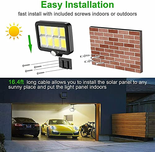 JHEUAYK 160 LEDs Solar Lights Outdoor Waterproof Path Lights, Solar Split Wall Light Garden Courtyard Human Body Induction Nigth Light with 16.5FT Cable