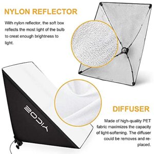 YICOE Softbox Lighting Kit with 60 cm Reflector Professional Continuous Studio Photography Equipment with 2 95W Bulbs 5500K for Filming Portrait Product Shooting Photography Video