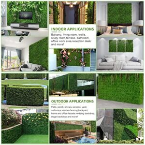 Grass Wall 6 PCS, 20''x20'' Artificial Boxwood Backdrop Panels Topiary Hedge Plant 4 Layers Faux Boxwood Decoration for Garden,Fence,Backyard,Background Wall (6, 20inch x 20 inch)