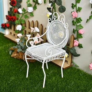 iLAND Fairy Garden Accessories Outdoor incl Swing, Table and Chairs w/Rose Vines, Dollhouse Furniture Set for Dollhouse Garden on 1/12 Scale (Elegant 16pcs)