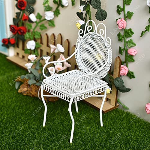 iLAND Fairy Garden Accessories Outdoor incl Swing, Table and Chairs w/Rose Vines, Dollhouse Furniture Set for Dollhouse Garden on 1/12 Scale (Elegant 16pcs)