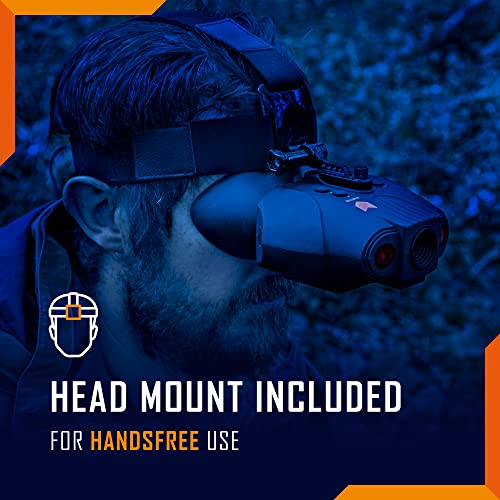 Nightfox Swift Night Vision Goggles | Head Mounted | Wide Viewing Angle, 1x Magnification | Close Quarters Tactical Goggles | USB Rechargeable | Digital Infrared Night Vision Binoculars for Adults