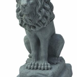 EMSCO Group Guardian Lion Statue – Natural Granite Appearance – Made of Resin – Lightweight – 28” Height