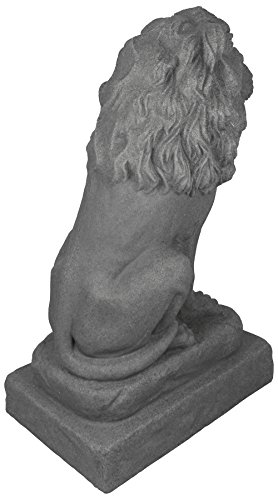 EMSCO Group Guardian Lion Statue – Natural Granite Appearance – Made of Resin – Lightweight – 28” Height