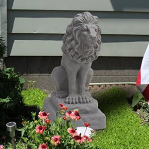 EMSCO Group Guardian Lion Statue – Natural Granite Appearance – Made of Resin – Lightweight – 28” Height