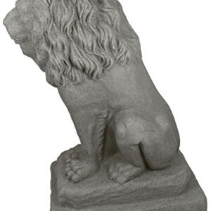 EMSCO Group Guardian Lion Statue – Natural Granite Appearance – Made of Resin – Lightweight – 28” Height