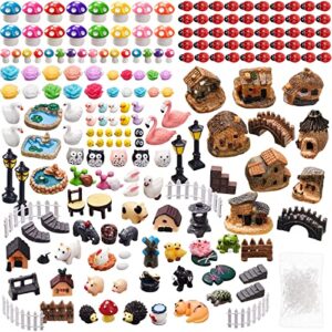 200 pcs miniature fairy garden accessories, including animals, mini houses and diy dollhouse decoration, miniature figurines, micro landscape ornaments, garden diy kit