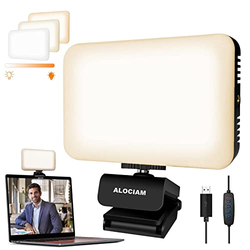 Video Conference Lighting Panel, Small Zoom Calling Light for Recoding (112 Pcs Beads ,3200K-6500K, USB Cable, 3 Colors ),Laptop, Online Meeting, Live Streaming with Webcam Mount, Square