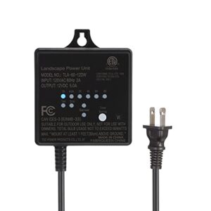 dewenwils 60w outdoor low voltage transformer with timer and photocell light sensor, 120v ac to 12v dc, weatherproof, specially for led landscape lighting, spotlight, pathway light, etl listed