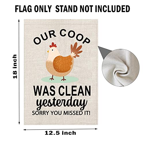 PWHAOO Chicken Coop Garden Flag Our Coop Was Clean Garden Flag Farm Owner Garden Decor Chicken Lover Gift (OUR COOP F)