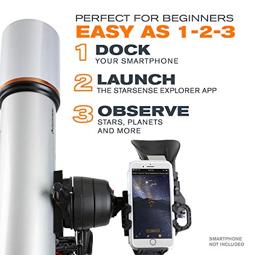 Celestron – StarSense Explorer DX 102AZ Smartphone App-Enabled Telescope – Works with StarSense App to Help You Find Stars, Planets & More – 102mm Refractor – iPhone/Android Compatible