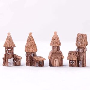 loncess tree house miniature fairy garden accessories, mini vintage house fairy garden decor, house ornaments kit fairy garden supplies for diy, accessories, home micro landscape decoration, 4 pcs