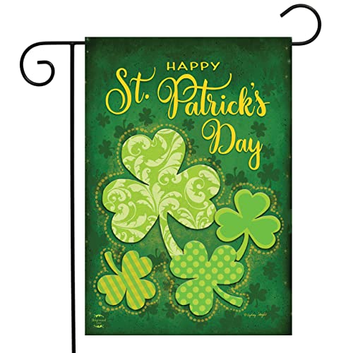 Briarwood Lane Lucky Shamrocks St Patricks Day Garden Flag - 12.5" x 18" - Irish Garden Flag - Celtic Garden Flag - Saint Patricks Day Garden Flag - Celtic Shamrock Garden Flag - Irish Flag