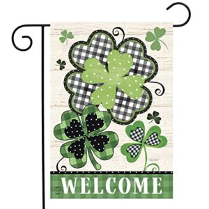 briarwood lane patterned shamrocks welcome garden flag st. patrick’s day 12.5″ x 18″