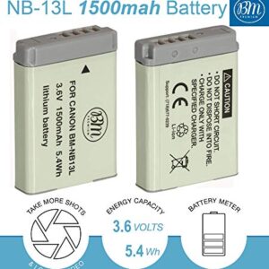 BM Premium NB-13L Battery and Battery Charger for Canon PowerShot SX740 HS, G1 X Mark III, G5 X, G5 X Mark II, G7 X, G7 X Mark II, G7 X Mark III, G9 X, G9 X Mark II, SX620 HS, SX720 HS Digital Cameras