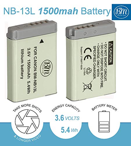 BM Premium NB-13L Battery and Battery Charger for Canon PowerShot SX740 HS, G1 X Mark III, G5 X, G5 X Mark II, G7 X, G7 X Mark II, G7 X Mark III, G9 X, G9 X Mark II, SX620 HS, SX720 HS Digital Cameras