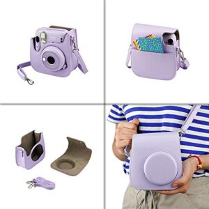 Fujifilm Instax Mini 11 Instant Camera - Lilac Purple (16654803) + Fujifilm Instax Mini Twin Pack Instant Film (16437396) + Single Pack Rainbow Film + Case + Travel Stickers