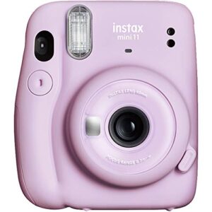 Fujifilm Instax Mini 11 Instant Camera - Lilac Purple (16654803) + Fujifilm Instax Mini Twin Pack Instant Film (16437396) + Single Pack Rainbow Film + Case + Travel Stickers