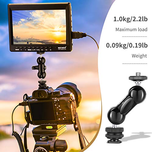 NEEWER Cool Ballhead Multifunctional Dual Ball Head with Cold Shoe Mount & 1/4" Screw, Compatible with SmallRig Cage, DSLR Cameras Camcorders Monitor LED Light, Load up to 2.2lb/1kg, ST13