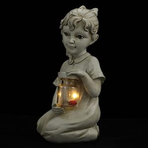 lioobo solar fireflies solar girl statue fairy girl garden statue solar powered led light for garden decor porch lawn art decorations housewarming garden gift