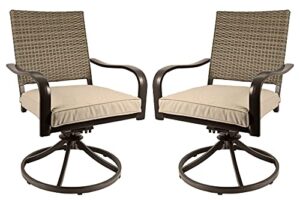 garden elements bellevue aluminum woven back swivel rocker, taupe (pack of 2)