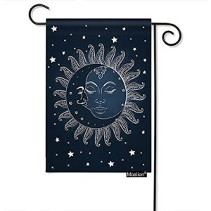 moslion sun moon garden flags double sided moon kiss the sun star blue yard flag 12.5×18 inch burlap banners home decorative outdoor villa