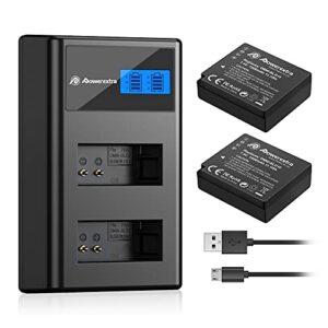 powerextra 2 pack dmw-blg10 battery and dual usb charger for panasonic dc-g100, dc-zs80, dc-gx9, dc-lx100 ii, dc-zs200, dc-zs70, dmc-gx80, dmc-gx85, dmc-zs60, dmc-zs100, dmc-gf6, dmc-gx7k, dmc-lx100k