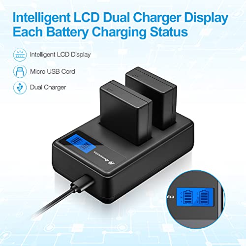 Powerextra 2 Pack DMW-BLG10 Battery and Dual USB Charger for Panasonic DC-G100, DC-ZS80, DC-GX9, DC-LX100 II, DC-ZS200, DC-ZS70, DMC-GX80, DMC-GX85, DMC-ZS60, DMC-ZS100, DMC-GF6, DMC-GX7K, DMC-LX100K