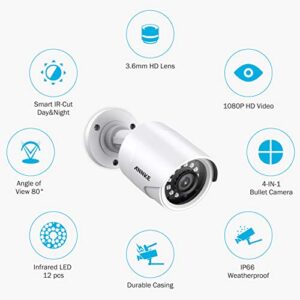 ANNKE 1080P CCTV Home Surveillance Bullet Add–On Camera, 2MP Hybrid 4-in-1 Wired Security Camera with 100ft Night Vision, IP66 Weatherproof and Dustproof for Outdoor Use