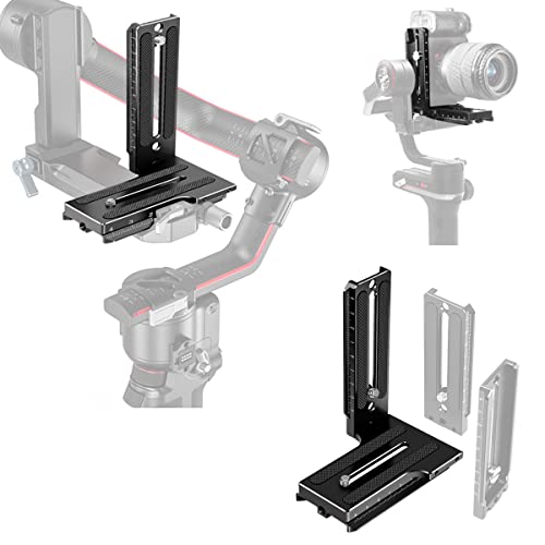 EaxanPic Aluminum L Bracket Vertical Horizontal Switching Quick Release Plate for DJI Ronin RS2 RSC2 Zhiyun Weebill-S Gimbal Stabilizer Tripod Monopod and SLRs