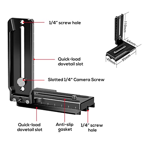 EaxanPic Aluminum L Bracket Vertical Horizontal Switching Quick Release Plate for DJI Ronin RS2 RSC2 Zhiyun Weebill-S Gimbal Stabilizer Tripod Monopod and SLRs