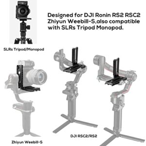 EaxanPic Aluminum L Bracket Vertical Horizontal Switching Quick Release Plate for DJI Ronin RS2 RSC2 Zhiyun Weebill-S Gimbal Stabilizer Tripod Monopod and SLRs