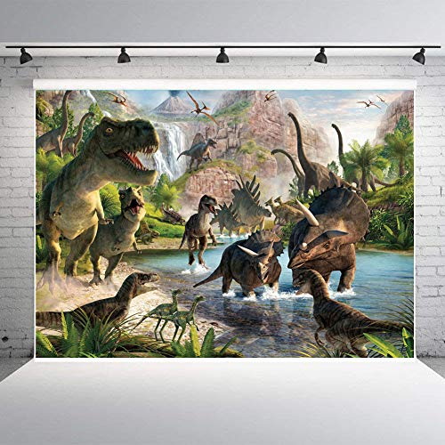 Qian Dinosaur Photography Background 3D Dinosaur Photo Studio Props Booth Birthday Party Decoration Backdrops 7x5ft