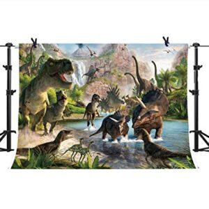 Qian Dinosaur Photography Background 3D Dinosaur Photo Studio Props Booth Birthday Party Decoration Backdrops 7x5ft