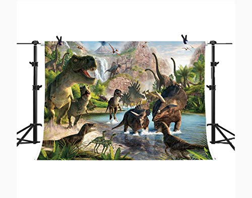 Qian Dinosaur Photography Background 3D Dinosaur Photo Studio Props Booth Birthday Party Decoration Backdrops 7x5ft