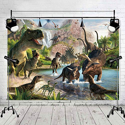 Qian Dinosaur Photography Background 3D Dinosaur Photo Studio Props Booth Birthday Party Decoration Backdrops 7x5ft