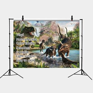 Qian Dinosaur Photography Background 3D Dinosaur Photo Studio Props Booth Birthday Party Decoration Backdrops 7x5ft