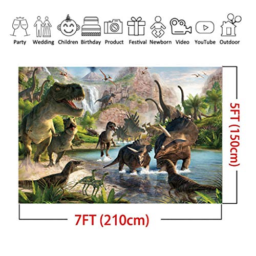 Qian Dinosaur Photography Background 3D Dinosaur Photo Studio Props Booth Birthday Party Decoration Backdrops 7x5ft