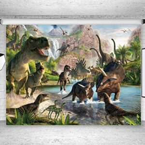 Qian Dinosaur Photography Background 3D Dinosaur Photo Studio Props Booth Birthday Party Decoration Backdrops 7x5ft