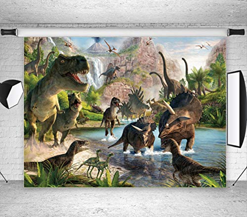 Qian Dinosaur Photography Background 3D Dinosaur Photo Studio Props Booth Birthday Party Decoration Backdrops 7x5ft