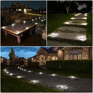 VOLISUN Solar Deck Lights Driveway Dock Lights, 12-Pack Waterproof 1200mAh Wireless Outdoor LED Aluminum Dock Lighting Warning Step Lights for Driveway Sidewalk Garden Pathway Yard(White)