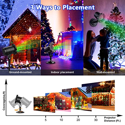 Christmas Laser Lights Outdoor, Christmas Projector Lights Landscape Spotlight Red and Green Star Show with Christmas Decorative Lighting for Bedroom Indoor Outdoor Garden Patio Wall