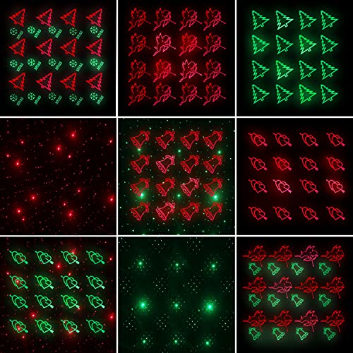 Christmas Laser Lights Outdoor, Christmas Projector Lights Landscape Spotlight Red and Green Star Show with Christmas Decorative Lighting for Bedroom Indoor Outdoor Garden Patio Wall