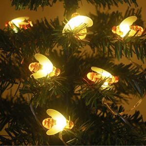 Xingpold Honeybee String Lights Battery Operated, 50 LED 25 ft 8 Modes Waterproof Fairy Garden Lights with Remote & Timer for Kids Tent Patio Camping Wreath Christmas Indoor Outdoor Decor Warm White