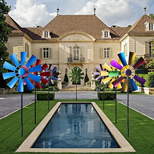 QMCAHCE Retro Garden Wind Spinner Dual Direction 360 Degree Rotation Kinetic Metal Windmills for Outdoor Yard Lawn Garden Windmill (Red)