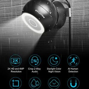 LaView 4MP 2K Security Cameras Outdoor Indoor Wired,IP65, Starlight Sensor & 100 Ft Night Vision,Motion/Person Detection,2-Way Audio/Spotlight,US Cloud,Compatible With Alexa,iOS & Android & Web Access