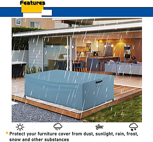 MUTUSHI Patio Furniture Cover, Waterproof Patio Table Cover, 74" L x 47" W x 28" H, 600D Durable Oxford,Patio Table Cover, Waterproof Patio Covers for Table Set -Twilight Blue