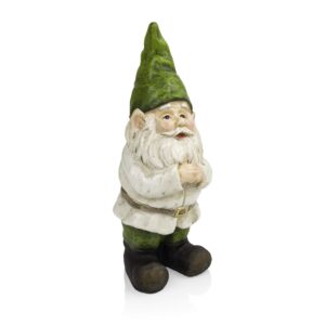 alpine corporation 12″ tall outdoor garden gnome folding hands yard statue decoration